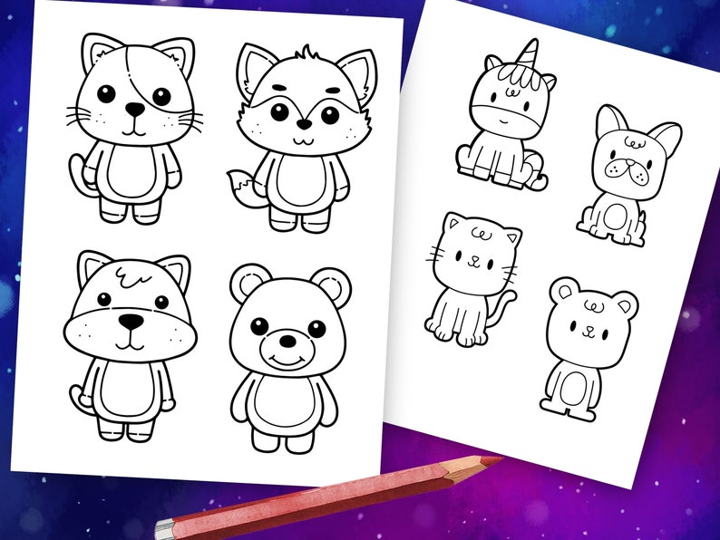 40 Coloring Page With 160 Animals,instant Download,printable PDF ...