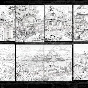 Spring Farm Life Coloring Pages for Adults Instant Download Spring Time ...