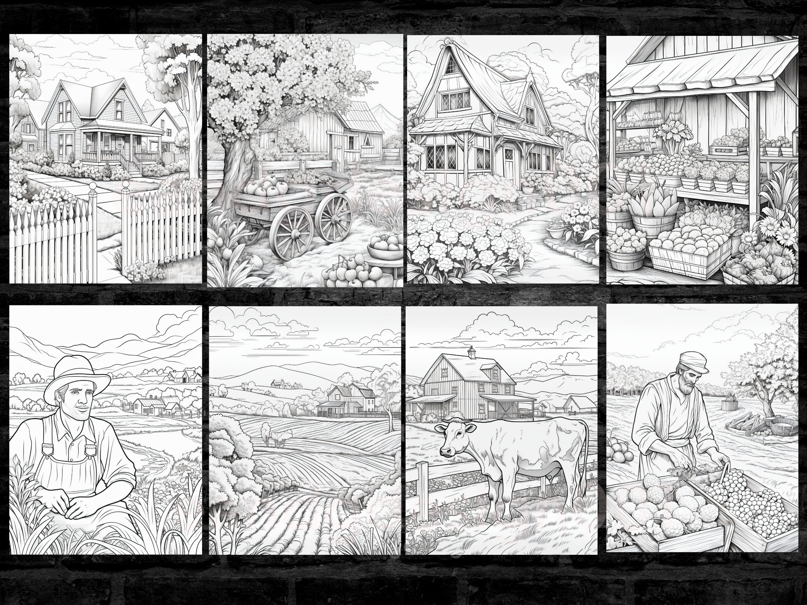 Spring Farm Life Coloring Pages for Adults Instant Download Spring Time ...