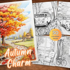 Minimalist Autumn Charm Coloring Pages for Adults Fall Theme Coloring ...