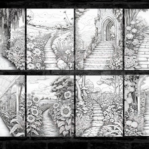 Floral Garden Path Coloring Pages Enchanted Gardens Coloring Book ...