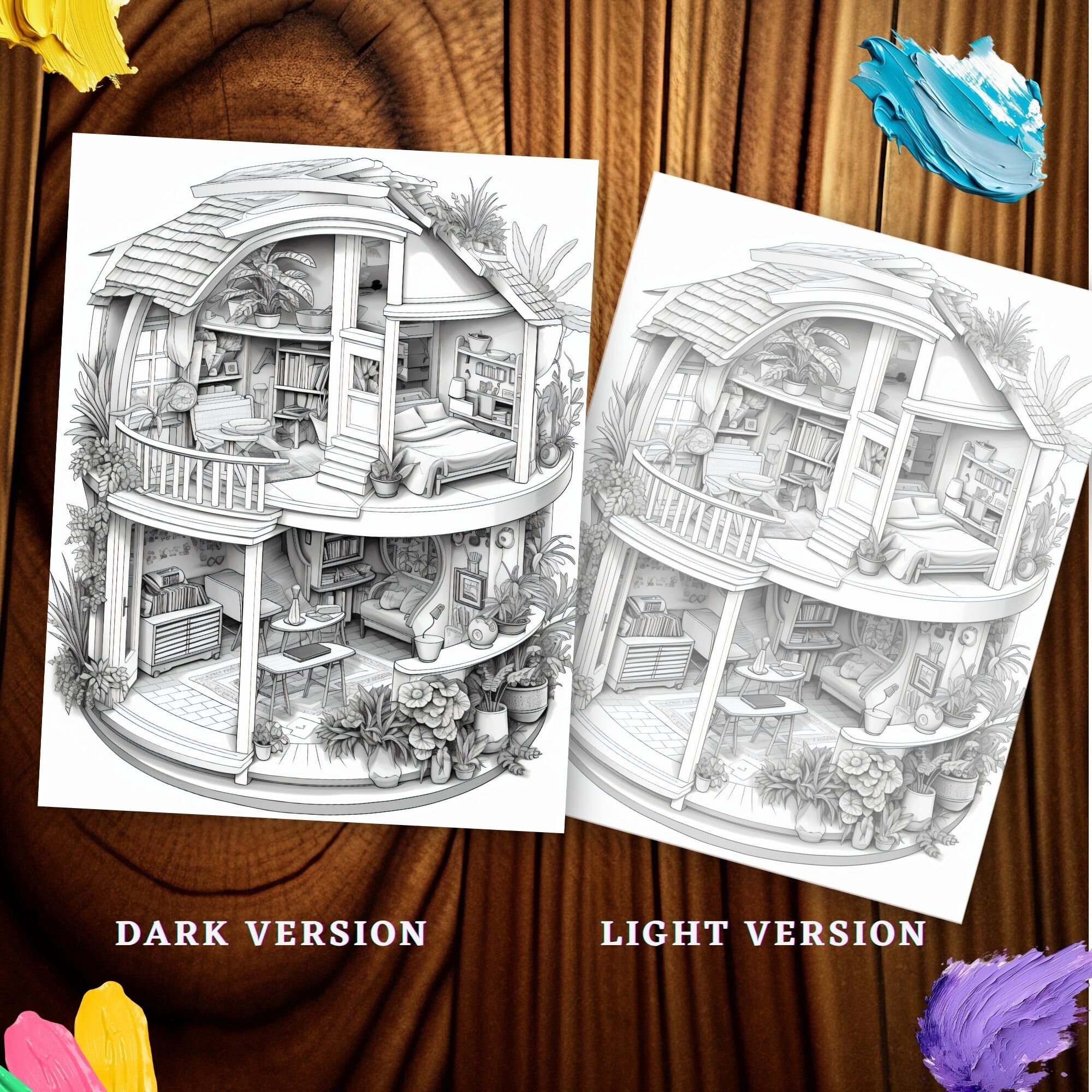 Isometric Room Coloring Pages, Interior Isometric Coloring Printables ...