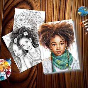 African American Kids Coloring Pages Printable Kids Grayscale Coloring ...