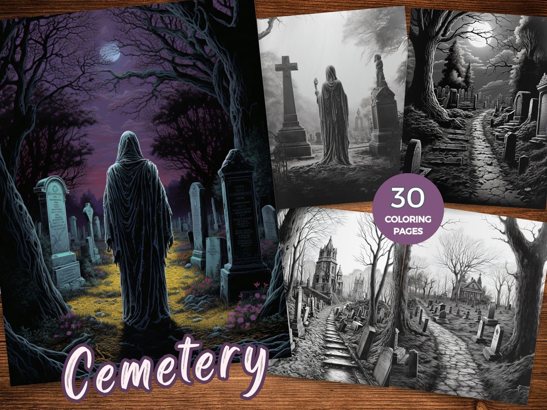 Cemetery Coloring Pages Gothic Graveyard Coloring Pages Memorial ...