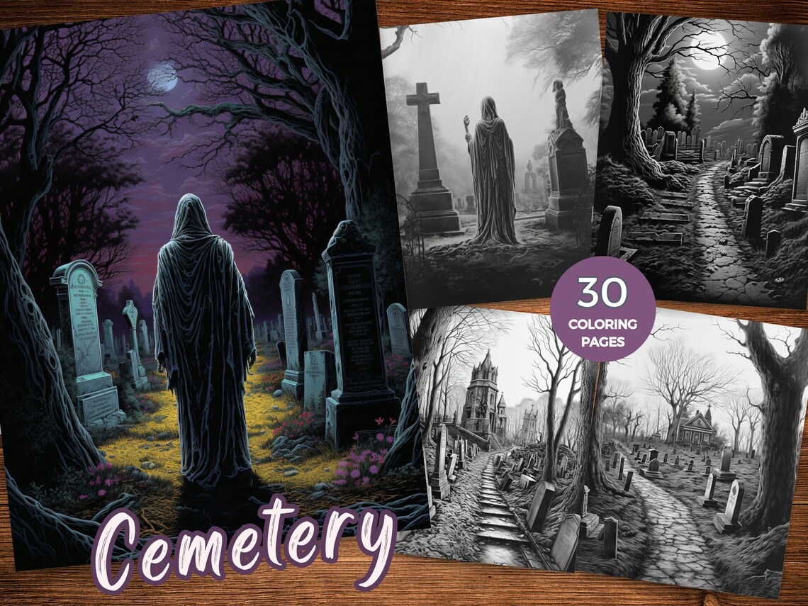 Cemetery Coloring Pages Gothic Graveyard Coloring Pages Memorial ...