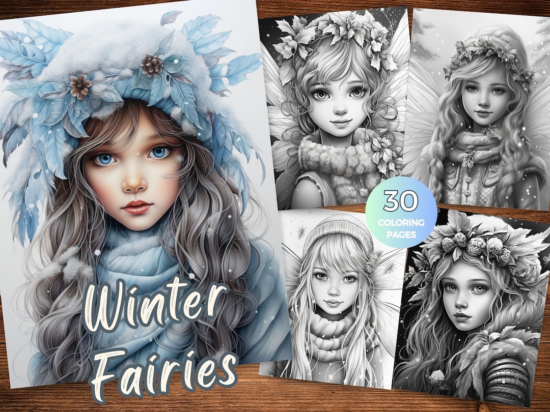 Winter Fairies Coloring Pages for Adults Instant Download Christmas ...