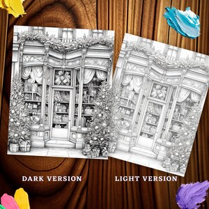 Christmas Storefront Coloring Pages Storefront Grayscale Coloring Book ...