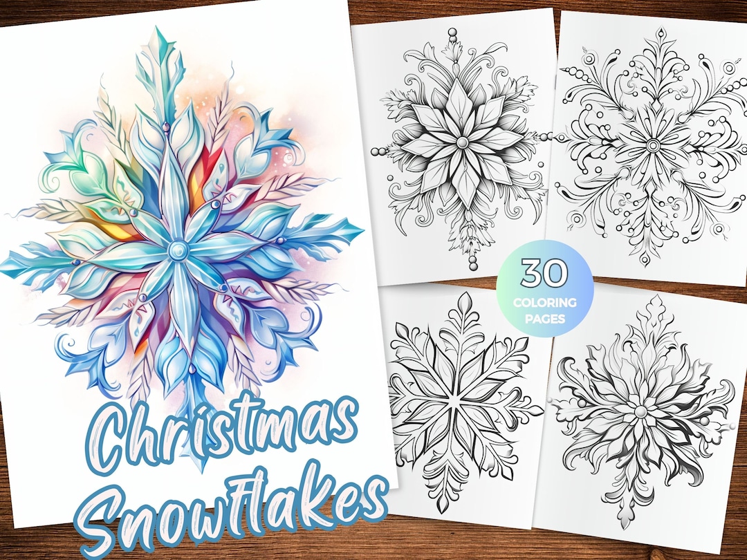 Christmas Snowflake Coloring Pages for Adults Instant Download ...