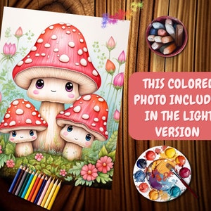 Kawaii Mushroom Coloring Pages Cute Mushroom Coloring Book Charming ...