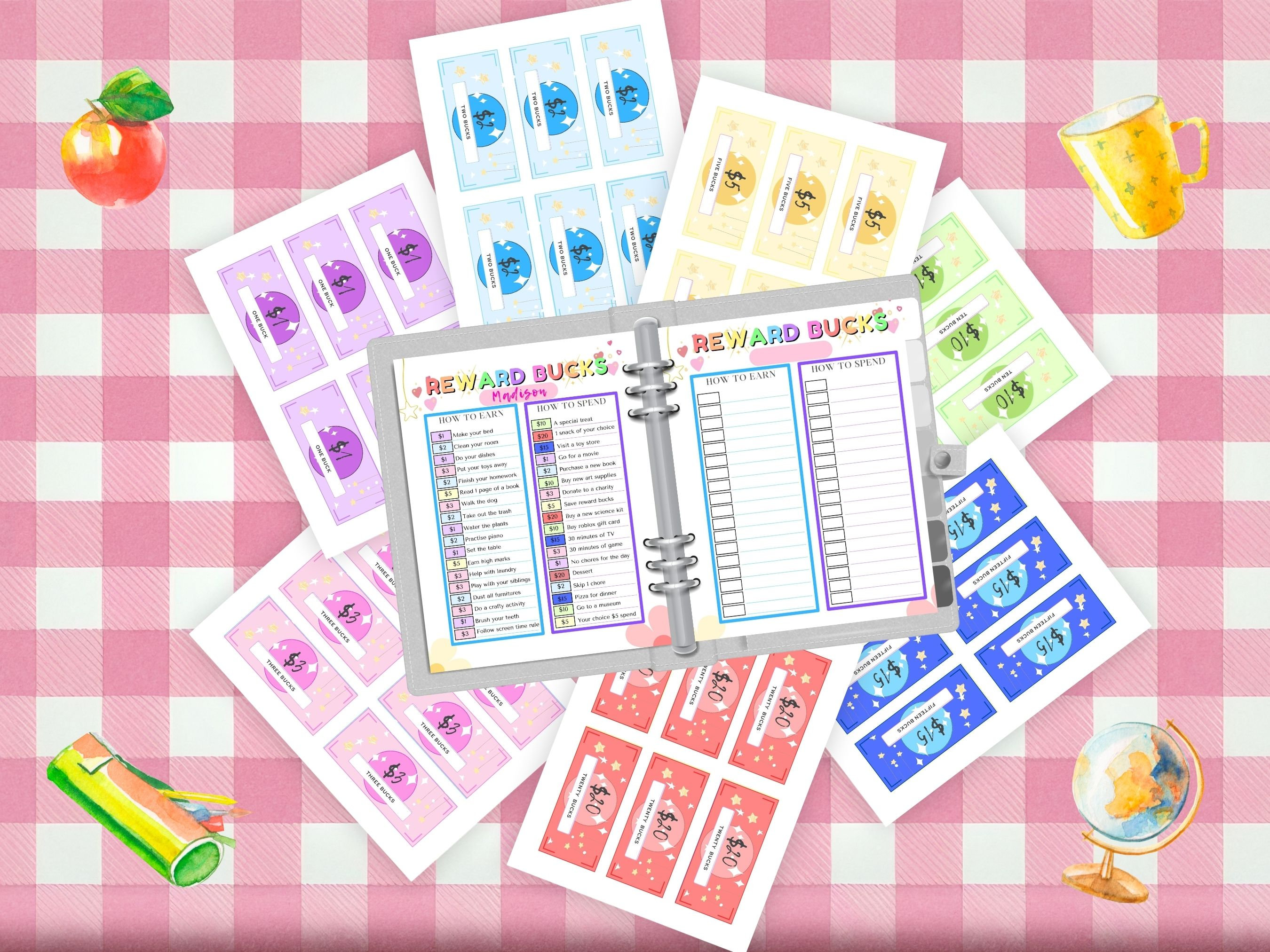 Editable Kids Reward Bucks Printable INSTANT DOWNLOAD Mom - Etsy