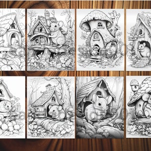 Whimsical Mouse House Coloring Pages Magical Mouse House Coloring Book ...