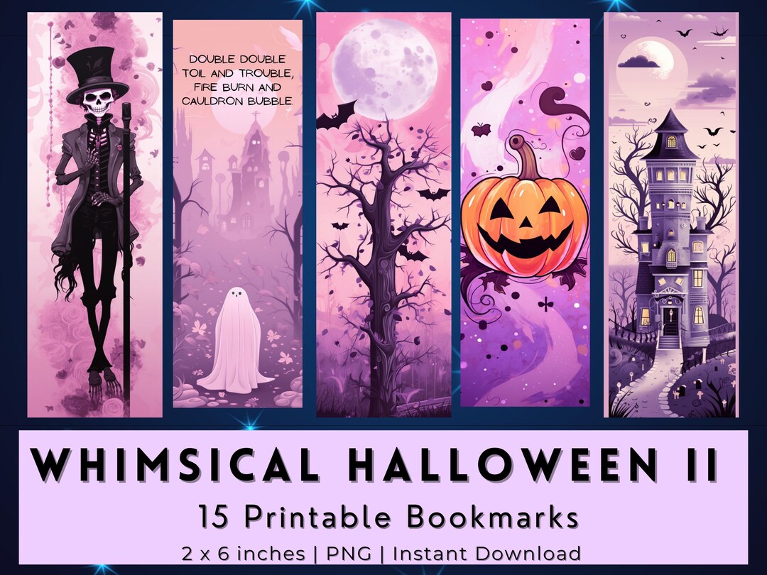 Halloween Bookmarks Bundle Printable Digital Instant Download PNG ...