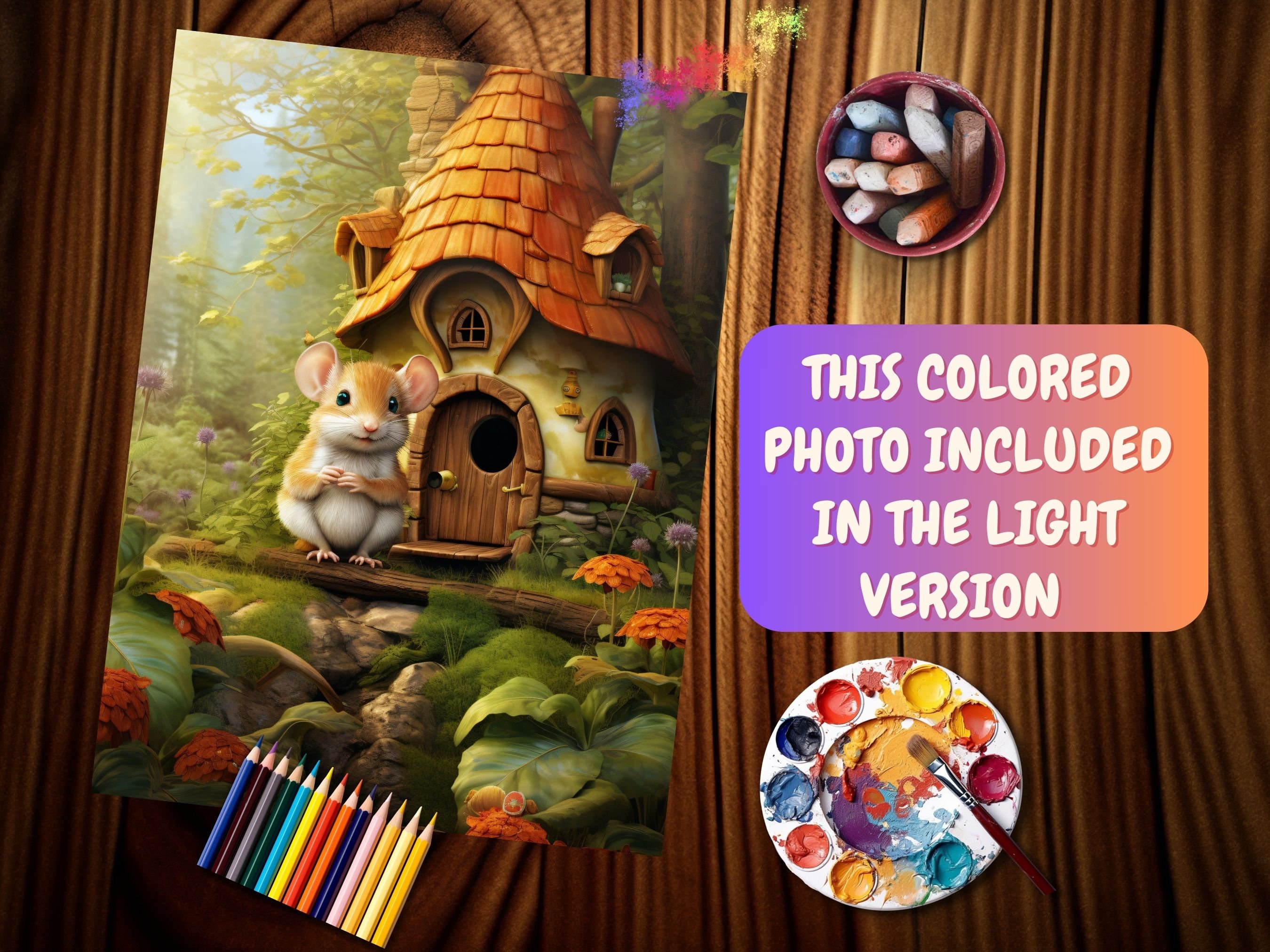 Whimsical Mouse House Coloring Pages Magical Mouse House Coloring Book ...