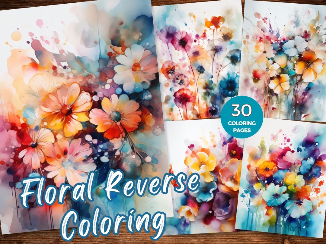 Floral Reverse Coloring Pages Reverse Coloring Book Printable Backwards ...