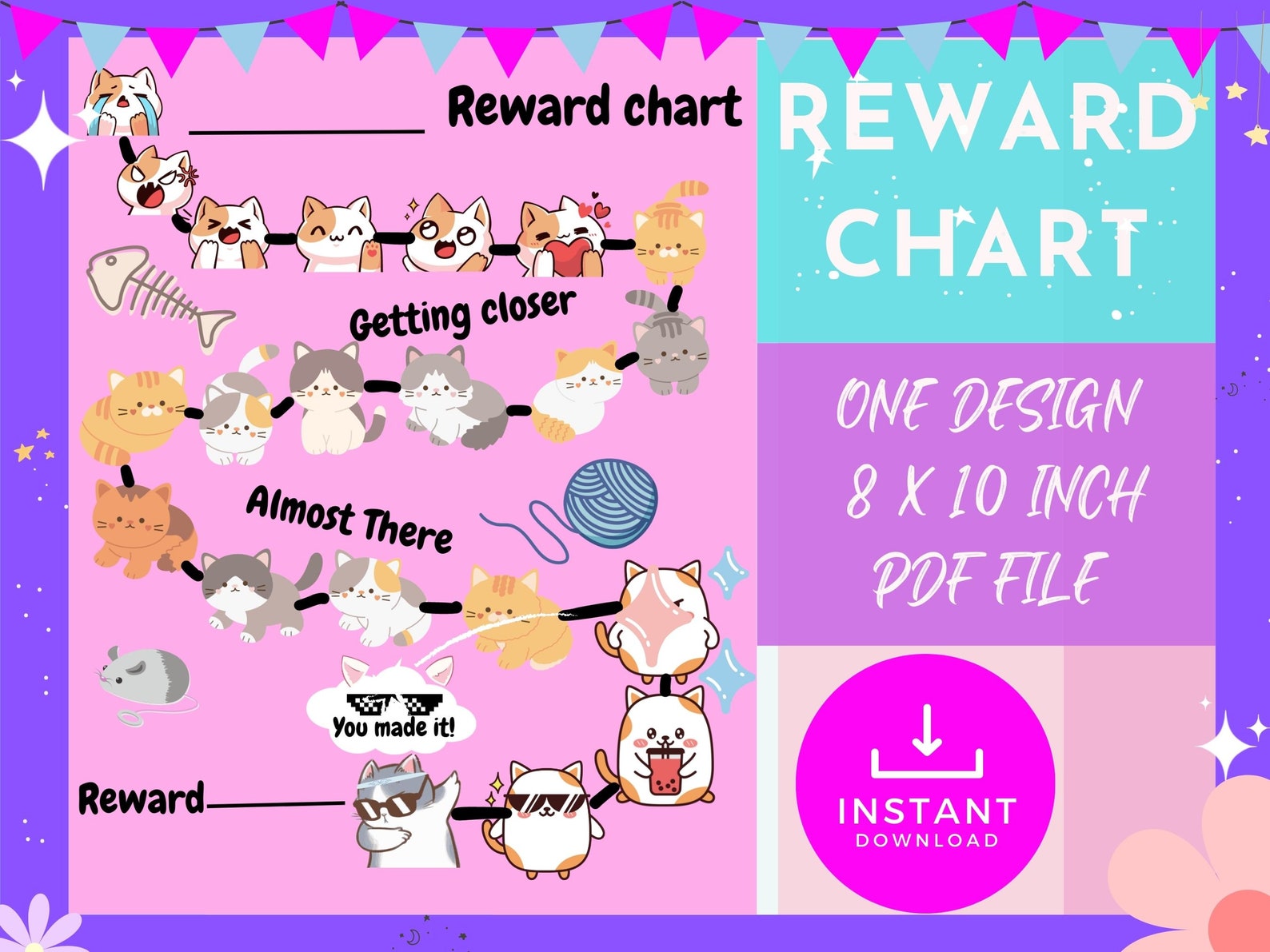 Cats Reward Chart, Printable Cats Behavior Chart, Daily Chore Chart ...
