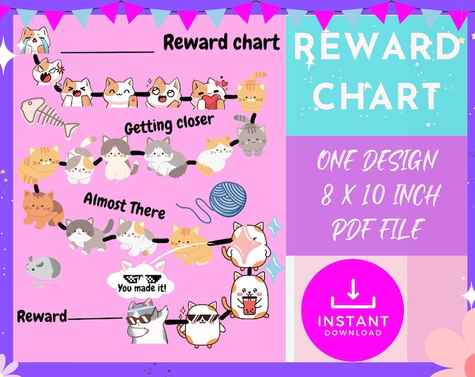 Printable Cat Reward Chart for Kids, Classroom Positive Behavior Reward ...