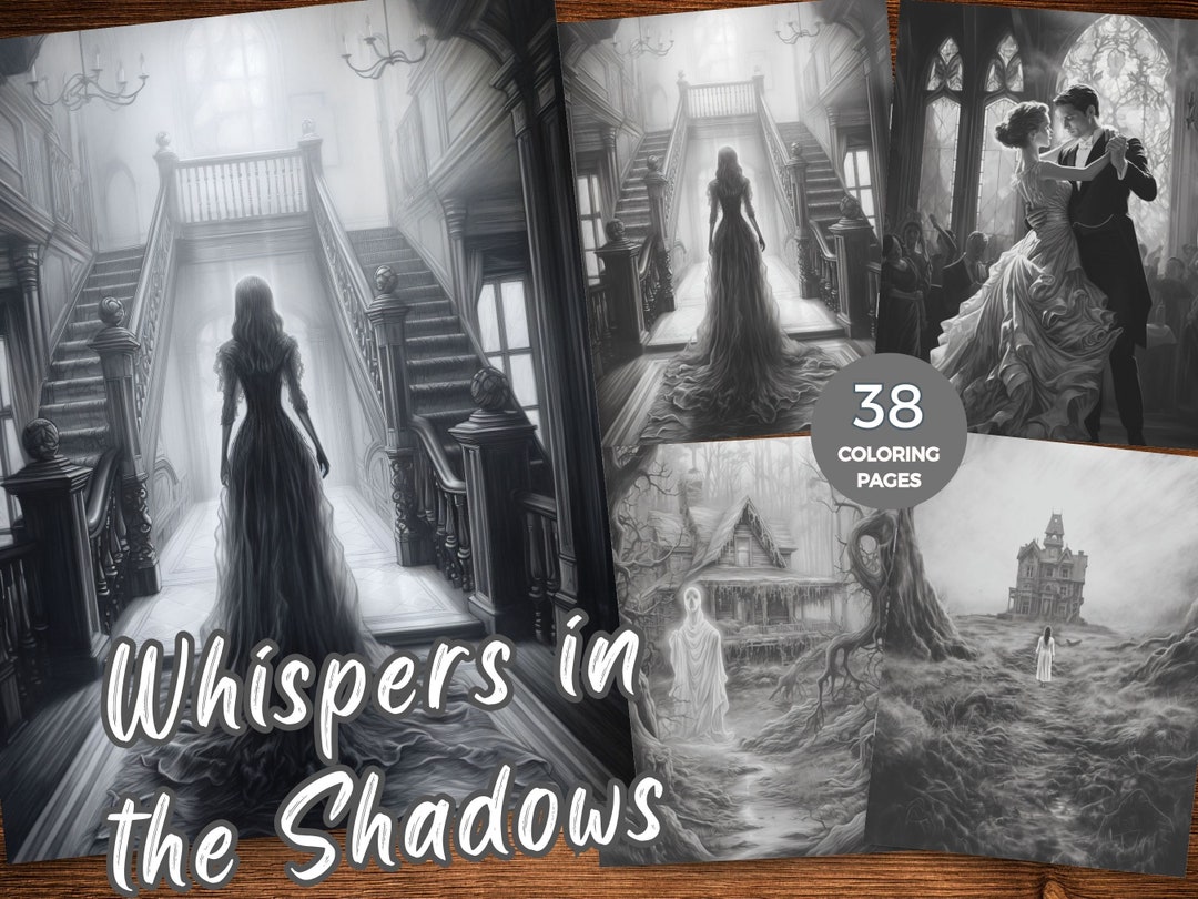 Whispers in the Shadows Grayscale Coloring Book Instant Download ...
