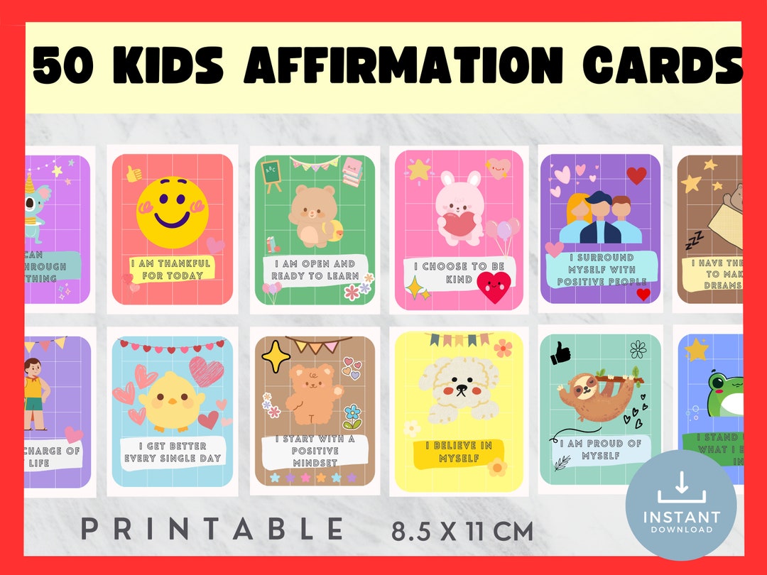 Printable Affirmation Cards for Kids, Motivational Cards, Positivity ...