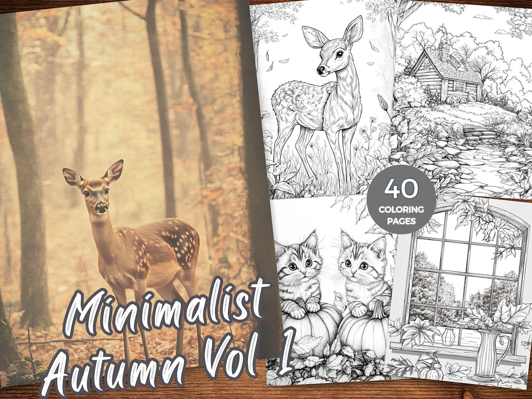 Minimalist Autumn Coloring Book Fall Coloring Pages for Adults Autumn ...
