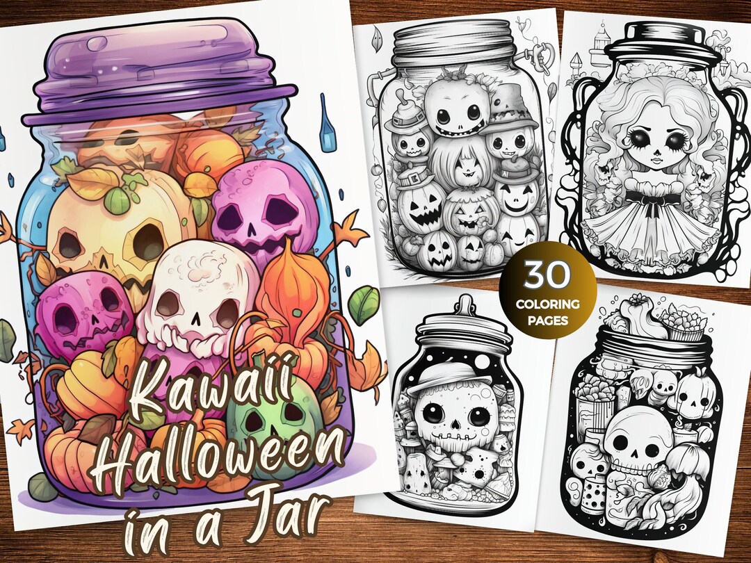 Cute Kawaii Halloween Coloring Pages of Kawaii Halloween in a Jar ...