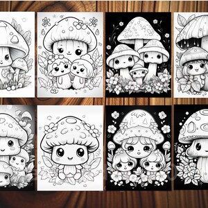 Kawaii Mushroom Coloring Pages Cute Mushroom Coloring Book Charming ...
