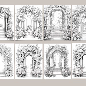 Floral Wedding Arch Coloring Page Floral Arch Coloring Book Flowers ...
