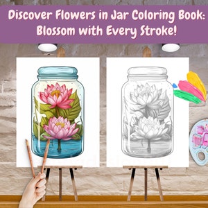 Flowers in Jar Coloring Page Jar Flowers Coloring Book Printable Floral ...