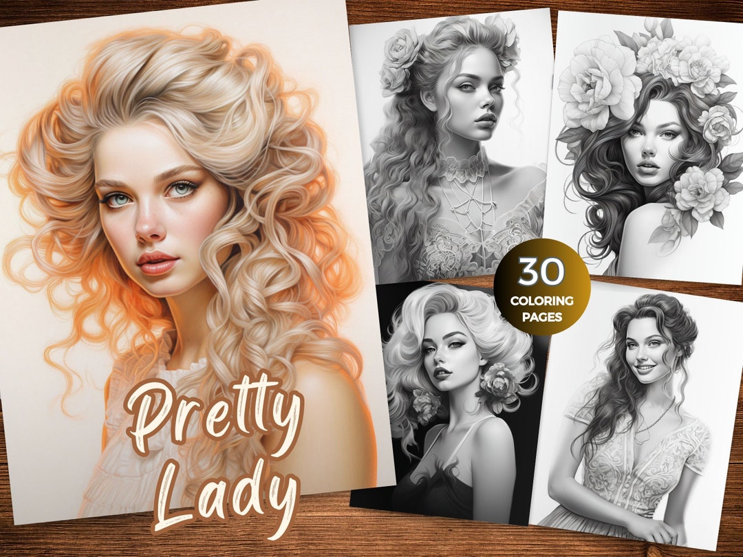 Pretty Lady Coloring Pages Beautiful Women Coloring Book for Adults ...