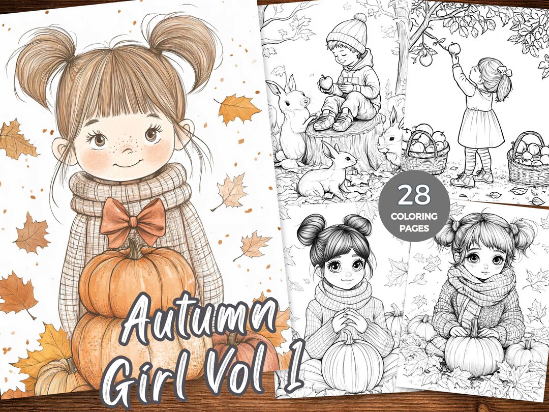 Fall Cuties Coloring Pages Autumn Girl Coloring Sheet Autumn Coloring ...