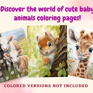 Cute Baby Animals Grayscale Coloring Pages | Printable Adult Coloring ...