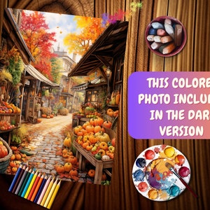 Minimalist Autumn Street Market Coloring Book Printable Coloring Pages ...