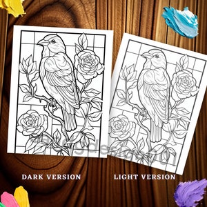 Stained Glass Birds Coloring Pages for Adults Printable Stained Glass ...