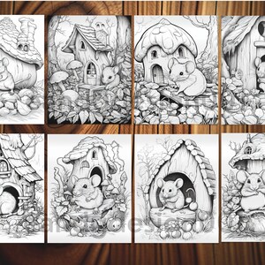 Whimsical Mouse House Coloring Pages Magical Mouse House Coloring Book ...