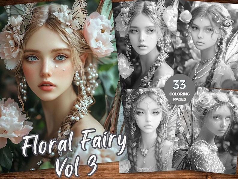 Floral Fairy Coloring Pages for Adults Forest Elf Coloring Book Flower ...