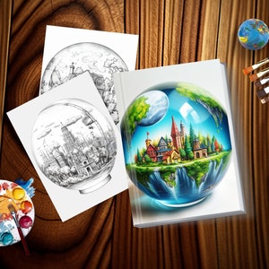 World in a Bubble Coloring Pages for Adults World in a Crystal Ball ...