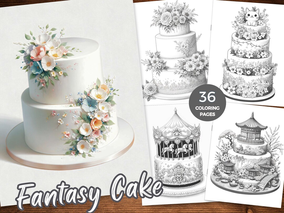 Fantasy Cake Coloring Pages Decadent Delights Coloring Sheets Sweet ...