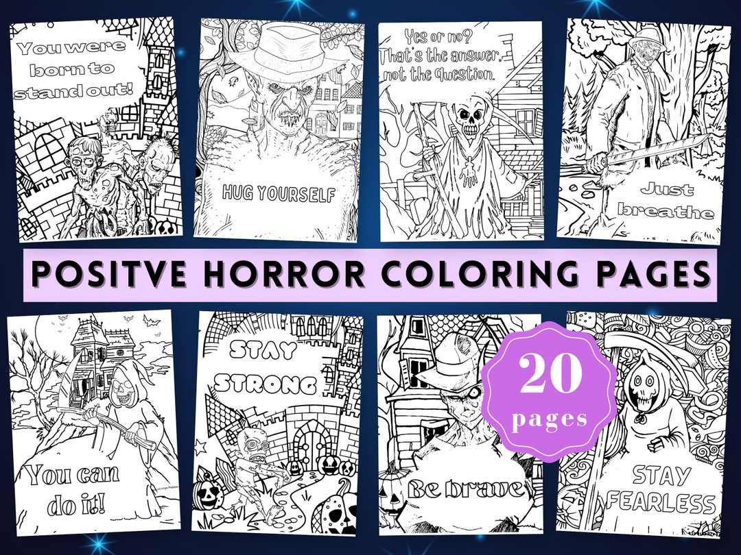 Positive Horror Coloring Pages for Adults Positive Quotes Halloween ...