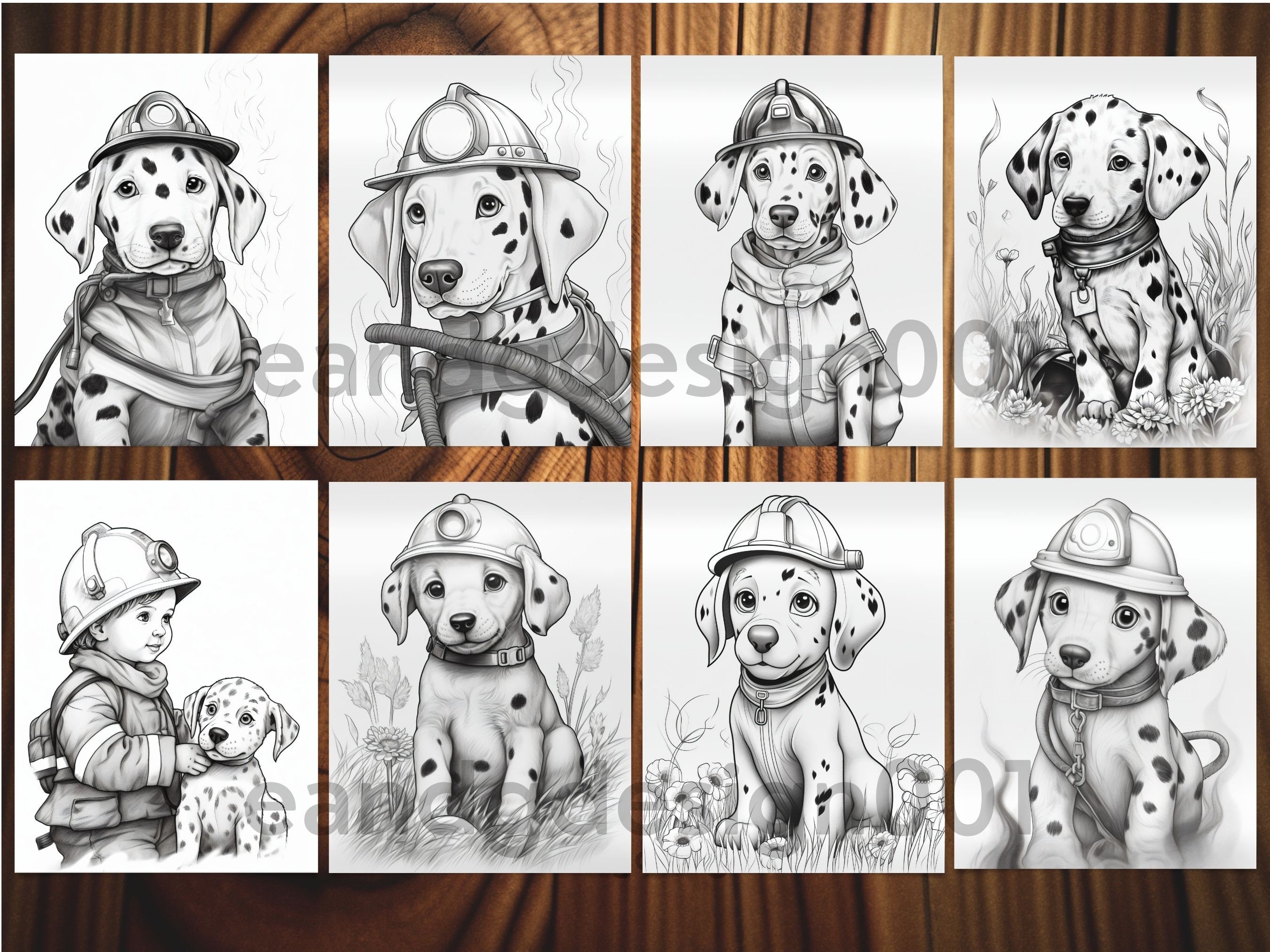 Firefighter Spotted Dog Coloring Pages Heroic Canine Coloring Sheets ...