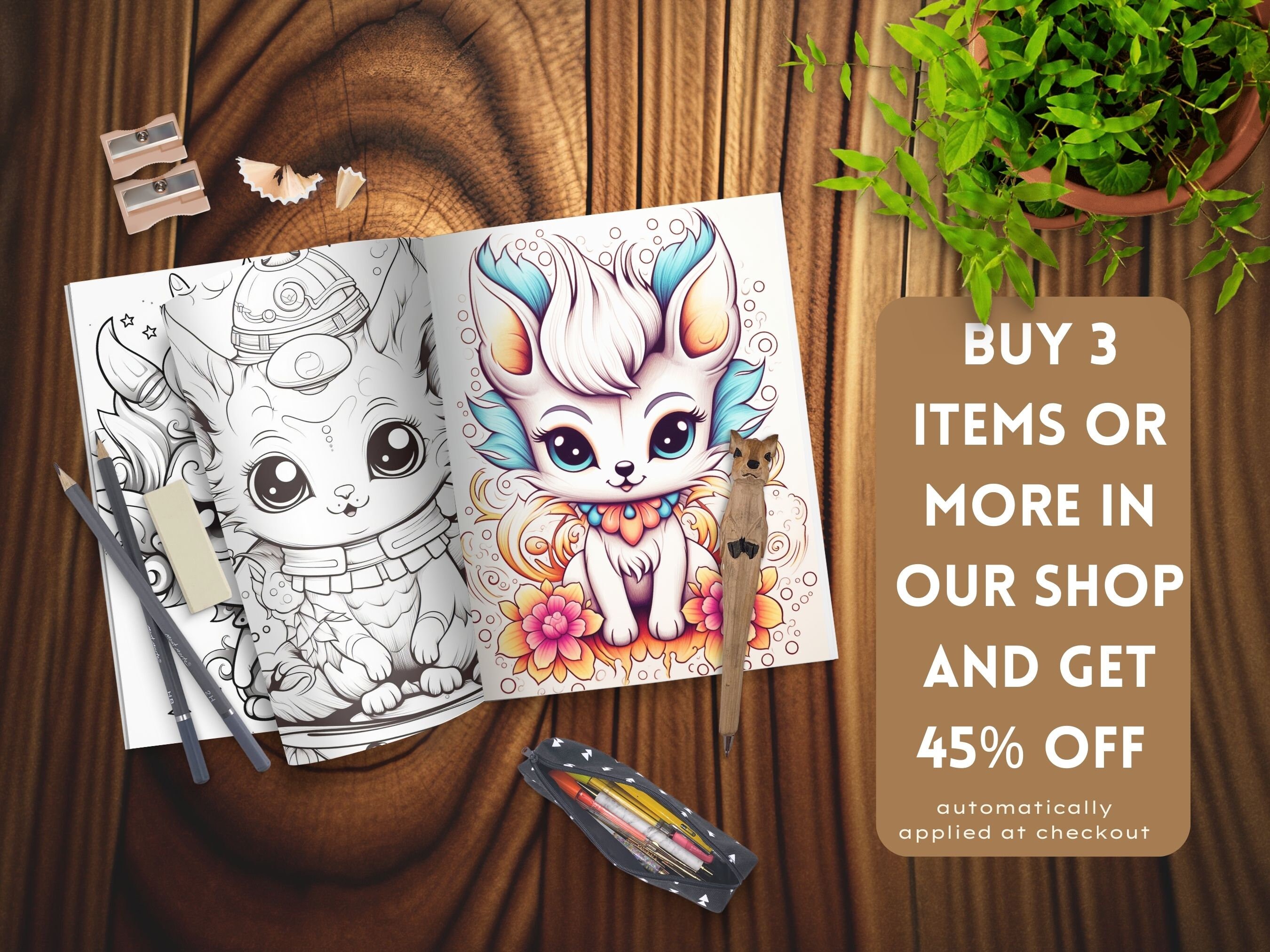 Kawaii Fantasy Coloring Pages for Adults Kawaii Cat Coloring - Etsy