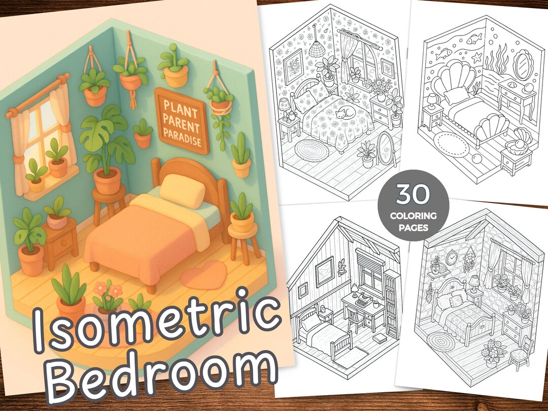 Isometric Room Coloring Pages, Interior Isometric Coloring Printables ...