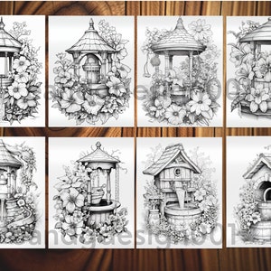 Whimsical Wishing Wells Coloring Pages Printable Enchanted Wellspring ...