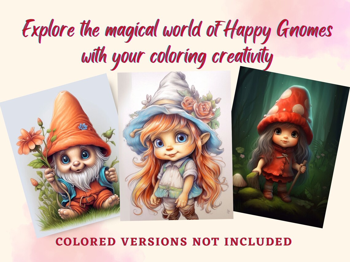 Garden Gnome Coloring Page Spring Gnome Coloring Page Kids - Etsy