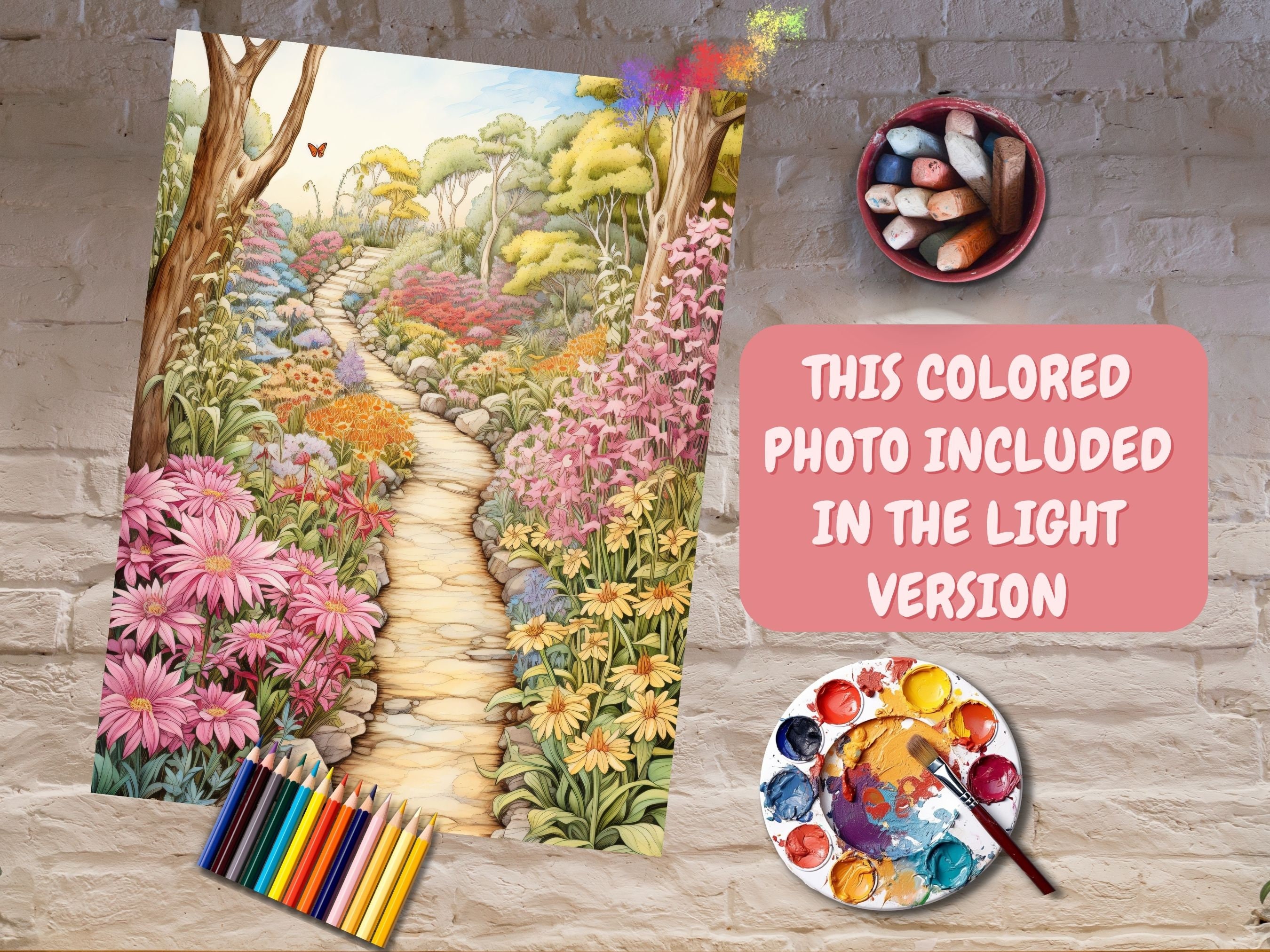 Floral Garden Path Coloring Pages Enchanted Gardens Coloring Book ...