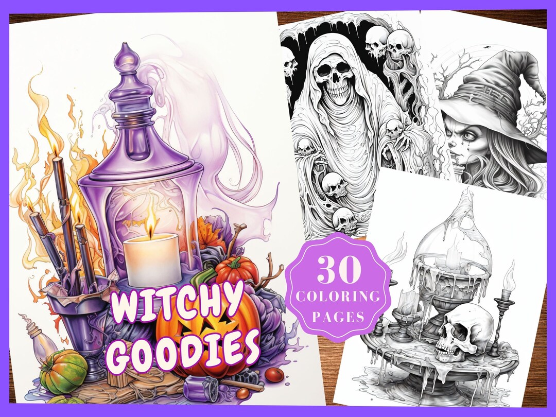 Witchy Goodies Coloring Book Instant Download Witchy Vibes Coloring ...