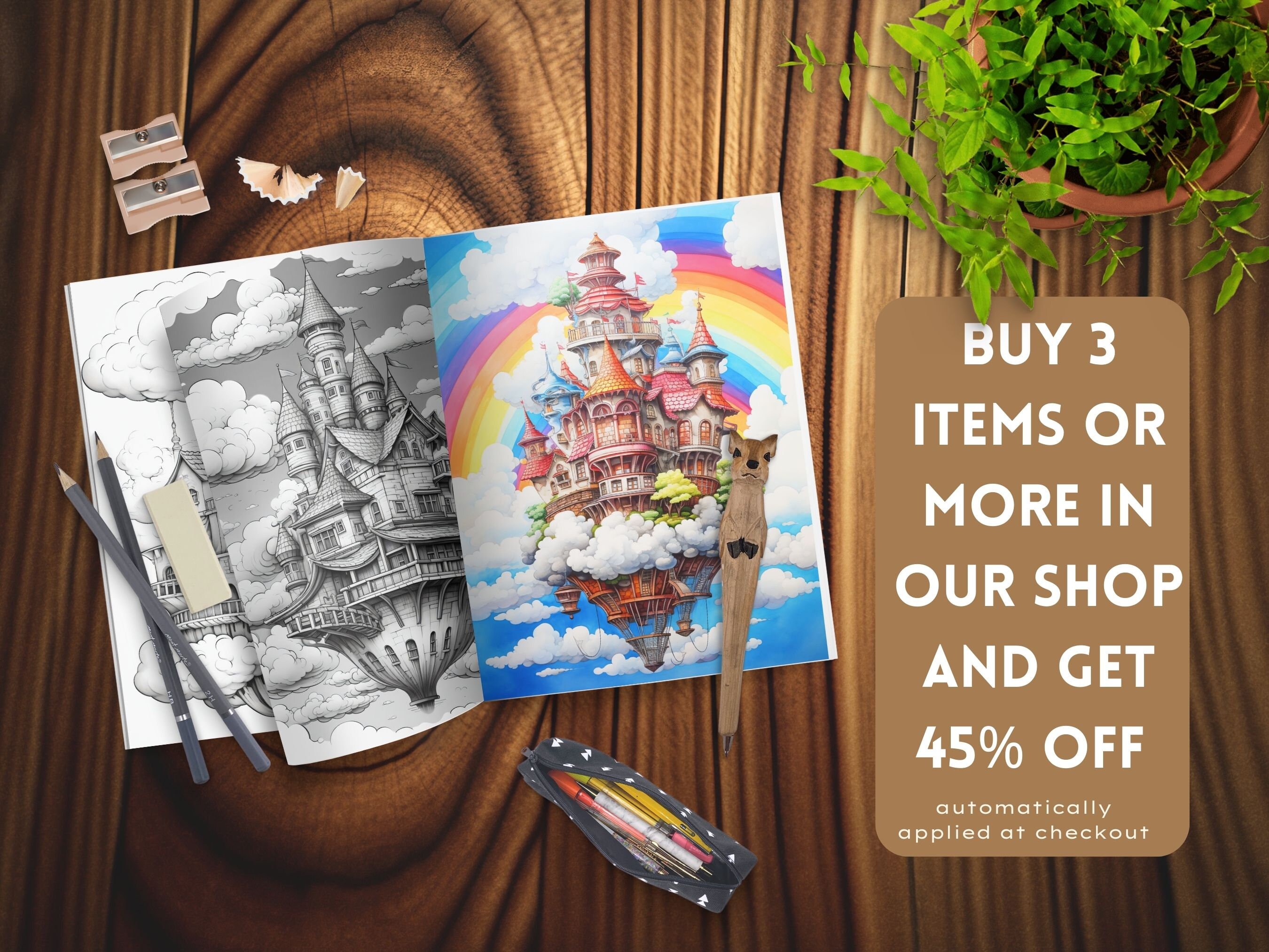 Fantasy Sky House Coloring Pages for Adults Sky Castle Coloring Sheets ...