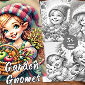 Garden Gnome Coloring Pages Garden Gnome Girl Coloring Book Happy Gnome ...