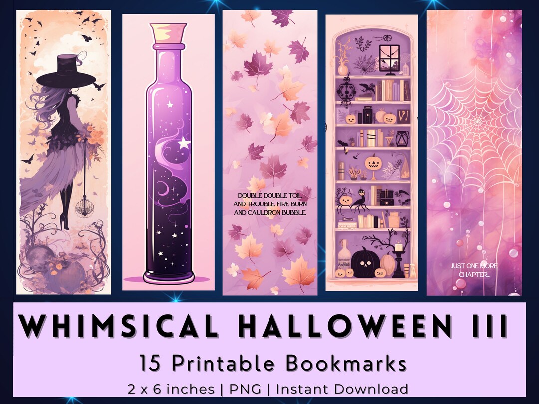 Halloween Bookmarks Bundle Printable Digital Instant Download PNG ...