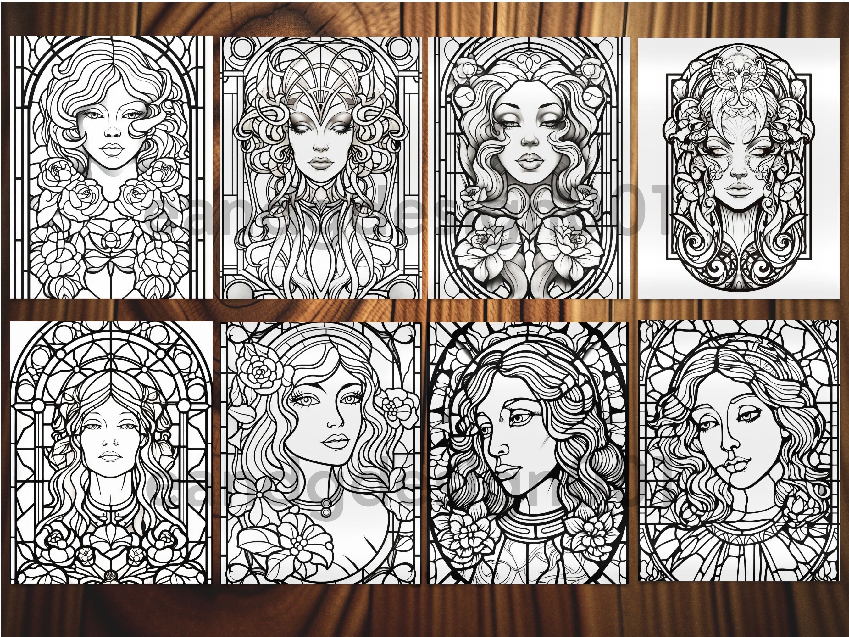 Stained Glass Women Coloring Pages of Stained Glass Coloring - Etsy