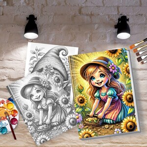 Garden Gnome Coloring Pages Garden Gnome Girl Coloring Book Happy Gnome ...