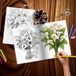 Calla Lily Coloring Pages for Adults Instant Download Coloring Sheets ...